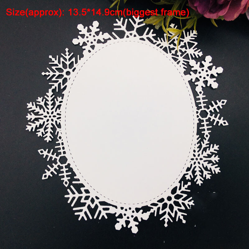 Metal Cutting Dies Nesting Oval Snowflake Frame Scrapbooking Paper ...