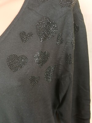 MICHELE HOPE LADIESWEAR 3/4 SLEEVE BLACK EMBELLISHED TOP - BLACK-SIZE ...