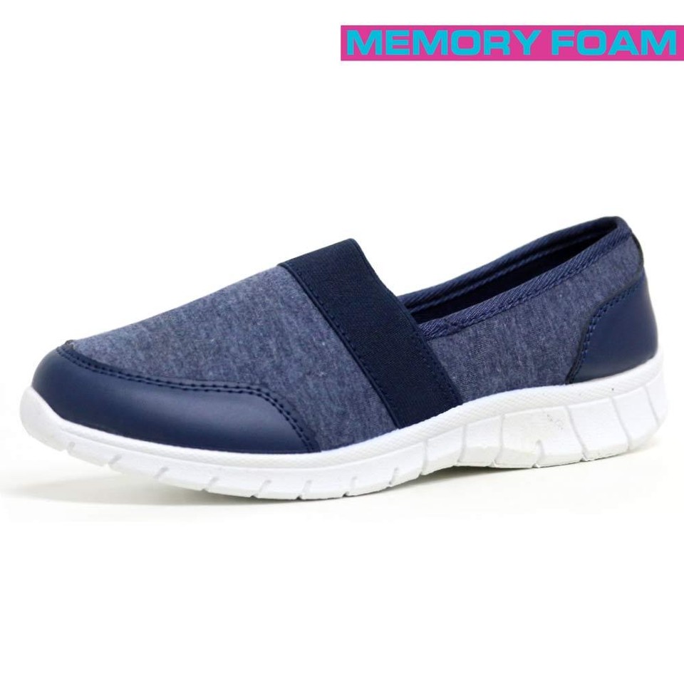 Ladies Get Fit Go Walking Slip On Gym Fitness Memory Foam Trainers ...