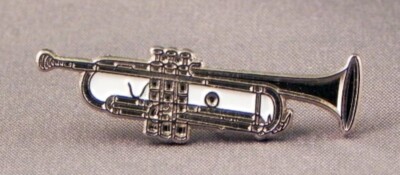 Trumpet pin badge. Chrome plated. Brass instrument Metal Enamel. Jazz ...