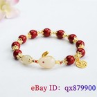Cinnabar Rabbit Bracelet 925 Silver Bead Jewelry Hetian Jade Luxury ...