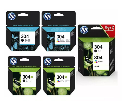 HP 304 / HP 304XL Black/Color Original Ink Cartridges for DeskJet 2632 ...