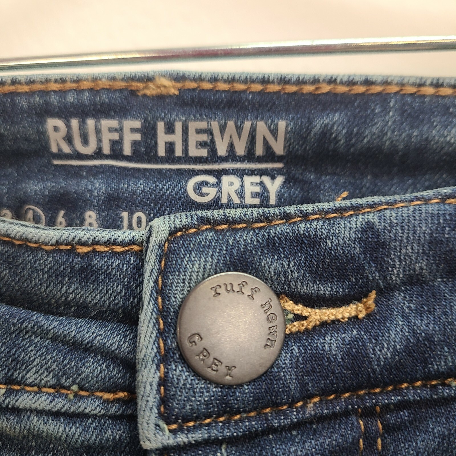 Ruff Hewn Jeans Women 4 Blue Distressed Bling Raw Hem Stretch Denim | eBay