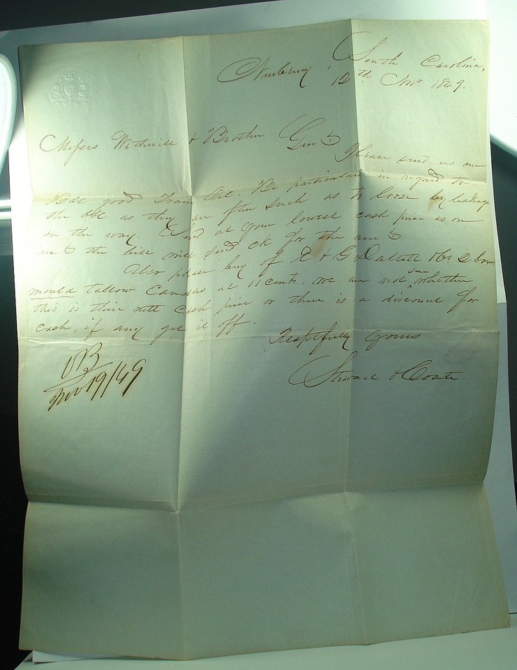 1849 Red NEWBERRY SC Stampless Folded Letter LARGE FANCY X CANCEL ...