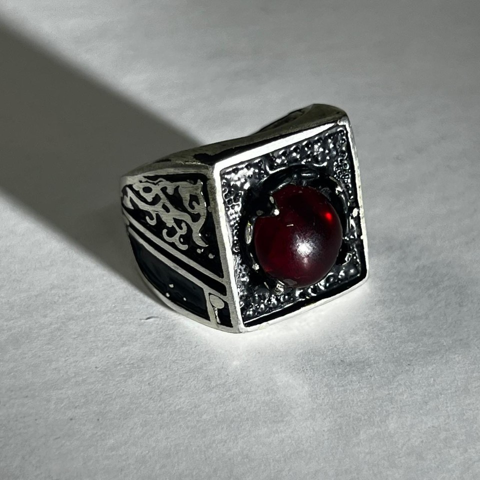 925 Sterling Silver Red Agate Ring – Vintage Square Design – Men’s Ring ...