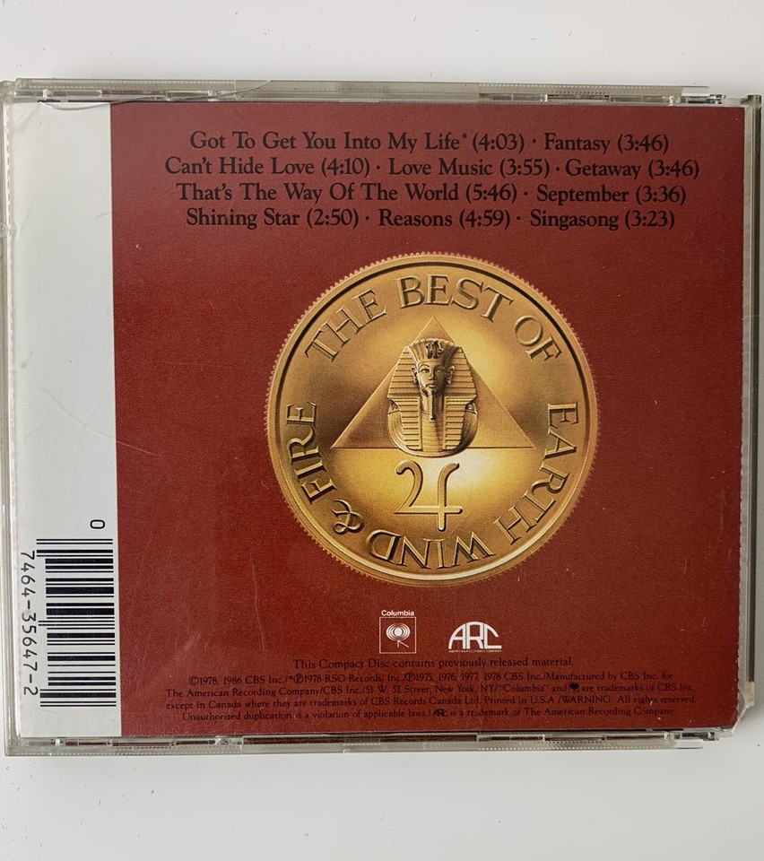 The Best of Earth Wind and Fire Volume 1 CD 1986 CK35647 Columbia ...