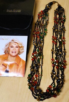 NEW IN BOX Joan Rivers Necklace Black Red Green Gold Glass Beads ...