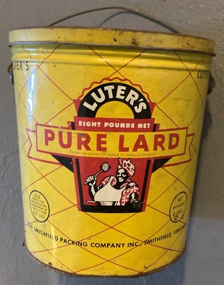 Luter's Pure Lard Advertising Tin Can Smithfield Packing Virginia VA 8 ...