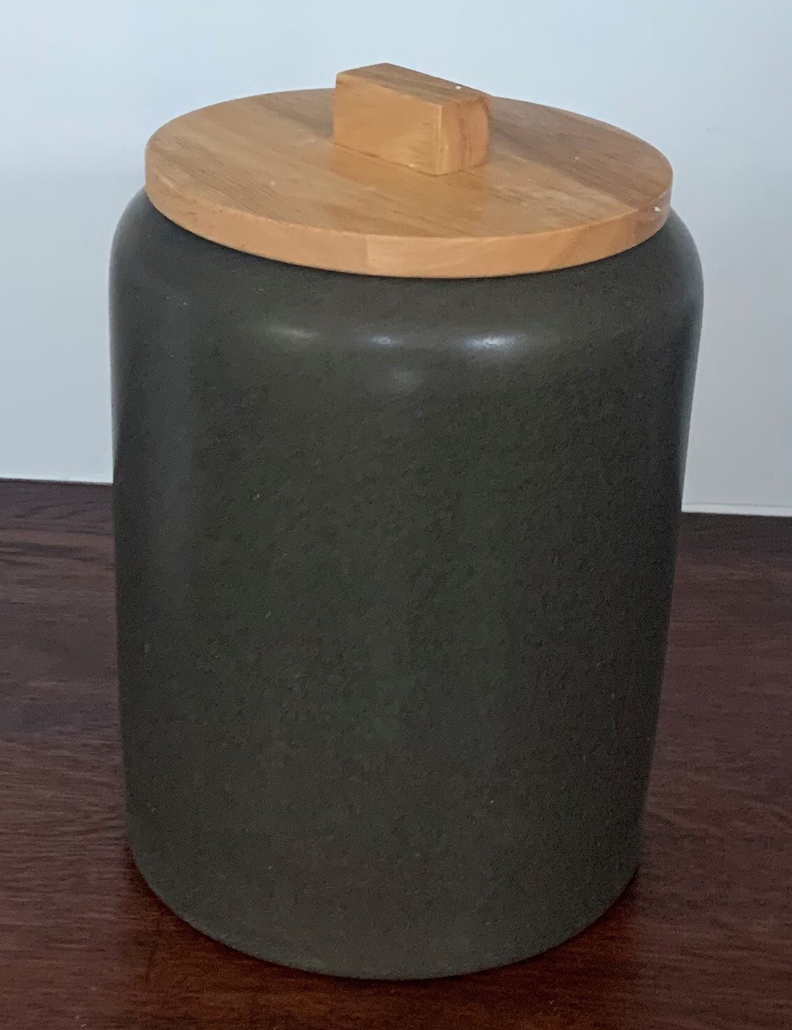 Project 62 Large Stoneware Tilley Black Food Storage Canister with Wood ...