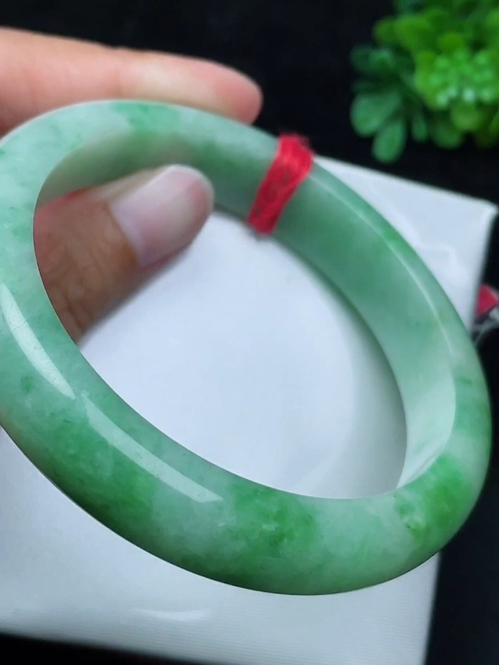 Certified Natural Jadeite Jade 57/58mm Floating Green Flower Bracelet ...