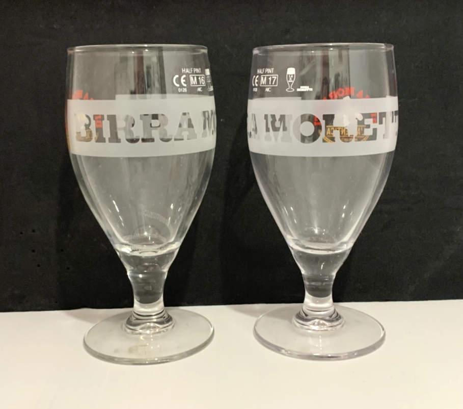 Birra Moretti Half Pint Beer Glasses x 2 10oz Brand New Free Postage ...