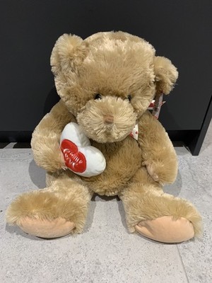 Asda George Large Fluffy Golden Teddy Bear with a Heart Plush 40-50cm ...