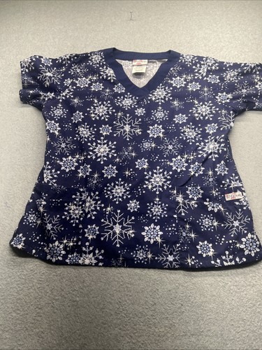 UA Scrubs Scrub Top size L-CHRISTMAS Snowflakes 5 Pockets | eBay
