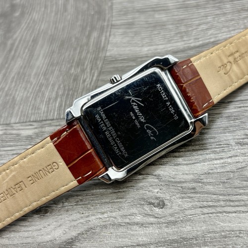 KENNETH COLE Stainless Steel Men's Dress Date Leather Quartz Wrist ...