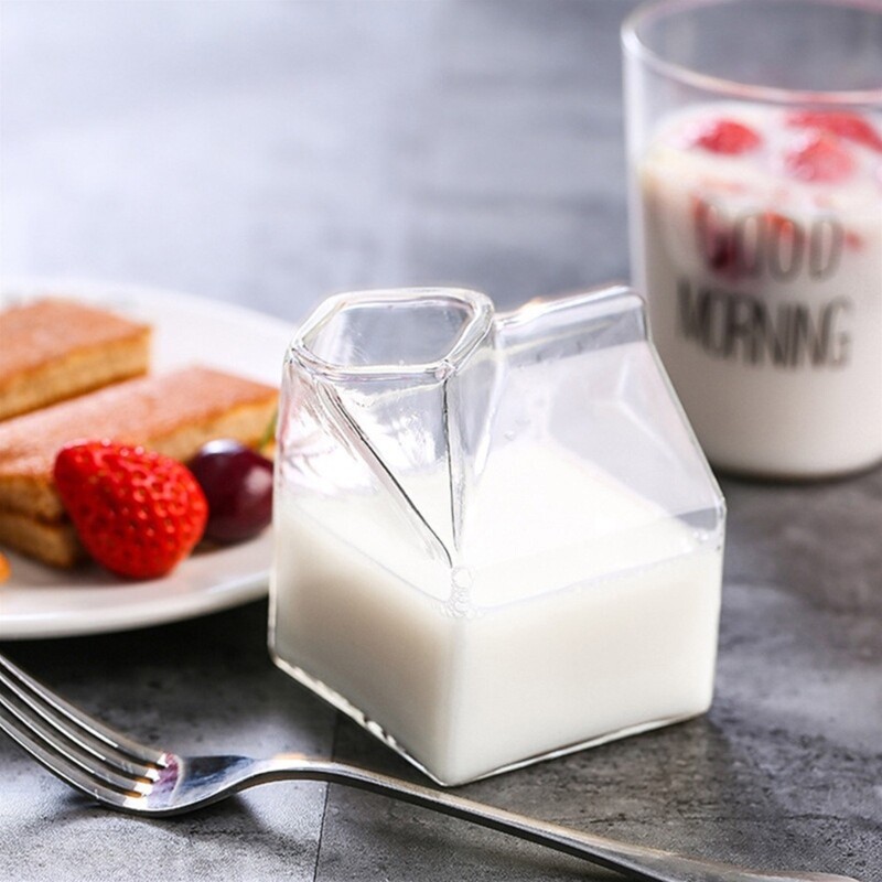 Milk Box Glass Cups Clear Cocktails Glasses Mini Square Container ...