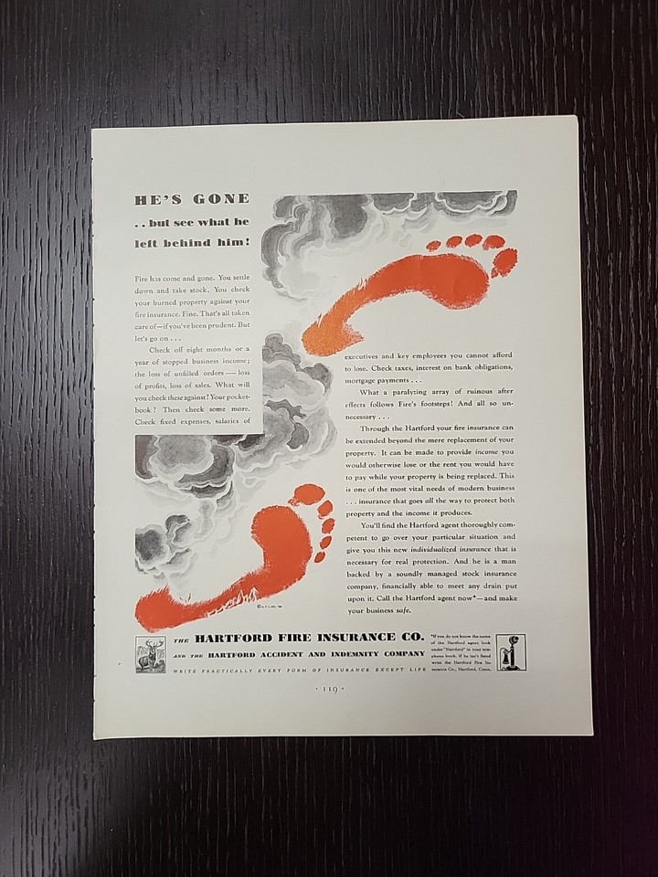 1930 Fortune Magazine Hartford Fire Insurance Footprint Smoke Print ...