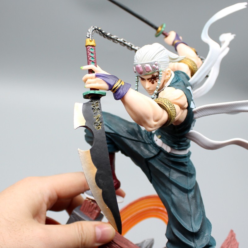 Anime Demon Slayer Figures Uzui Tengen 2 Head Figurine PVC Statue Toy ...