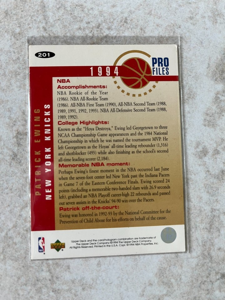 1994-95 Upper Deck Collector's Choice #201 Patrick Ewing NBA New York Knicks | eBay