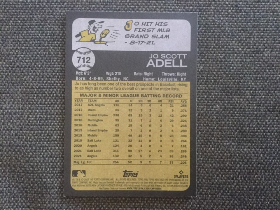 2022 Topps Heritage Update High Number Jo Adell #712 Angels SP | eBay