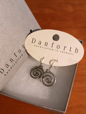 New With Gift Box Danforth Pewter Spiral Earrings Handmade In ...