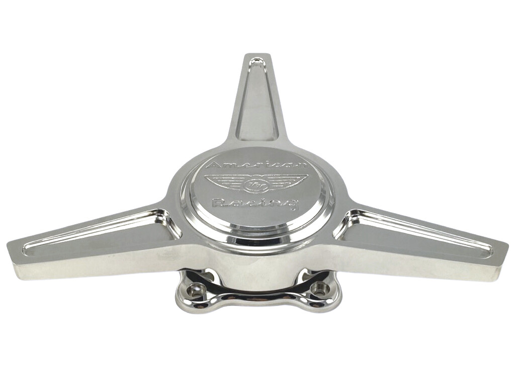 8" American Racing Polished Aluminum Tri Bar Wheel Spinner Center Hub ...