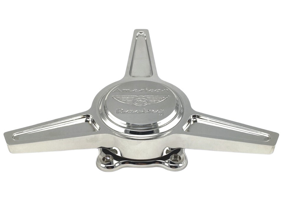 8" American Racing Polished Aluminum Tri Bar Wheel Spinner Center Hub ...