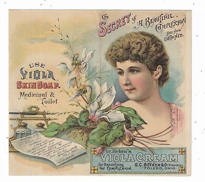 Old Trade Card Dr. Hebra's Viola Cream Skin Soap Medicinal GC Bittner ...
