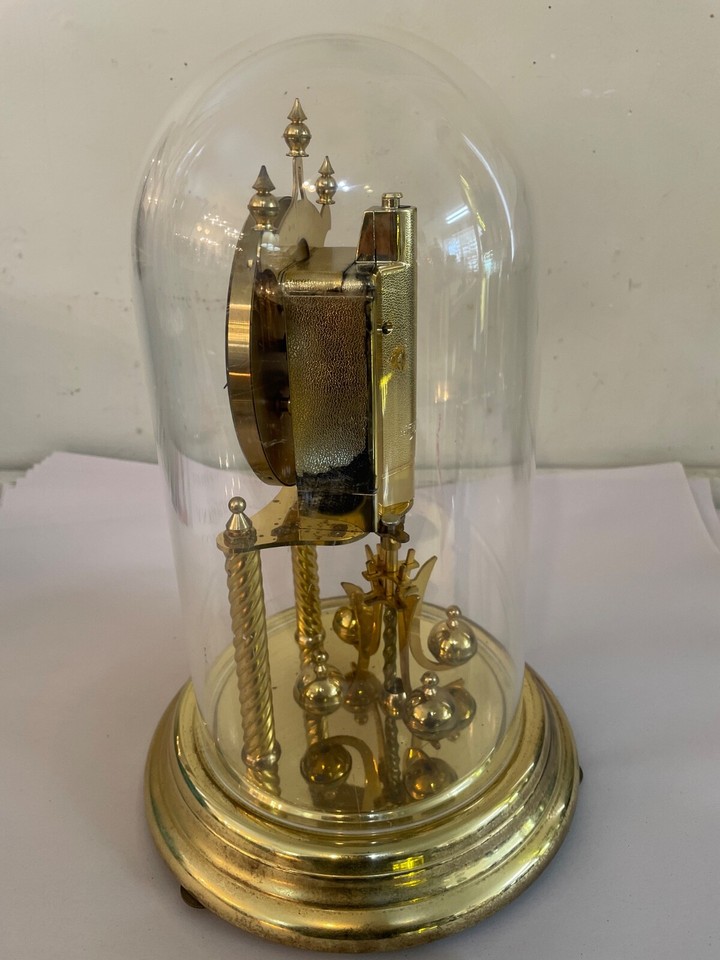 VINTAGE GERMAN KUNDO ANNIVERSARY CLOCK PORCELAIN DIAL PLASTIC DOME ...