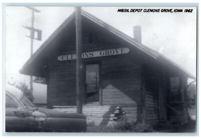 c1962 M&SIL Clemons Grove Iowa Railroad Train Depot Station RPPC Photo ...