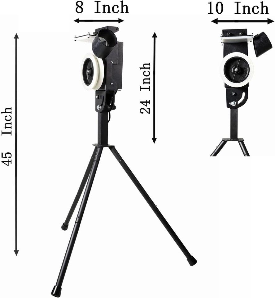 Lite 9" Baseball Pitching Machine, 8 Dimpled Baseballs, Adjustable ...