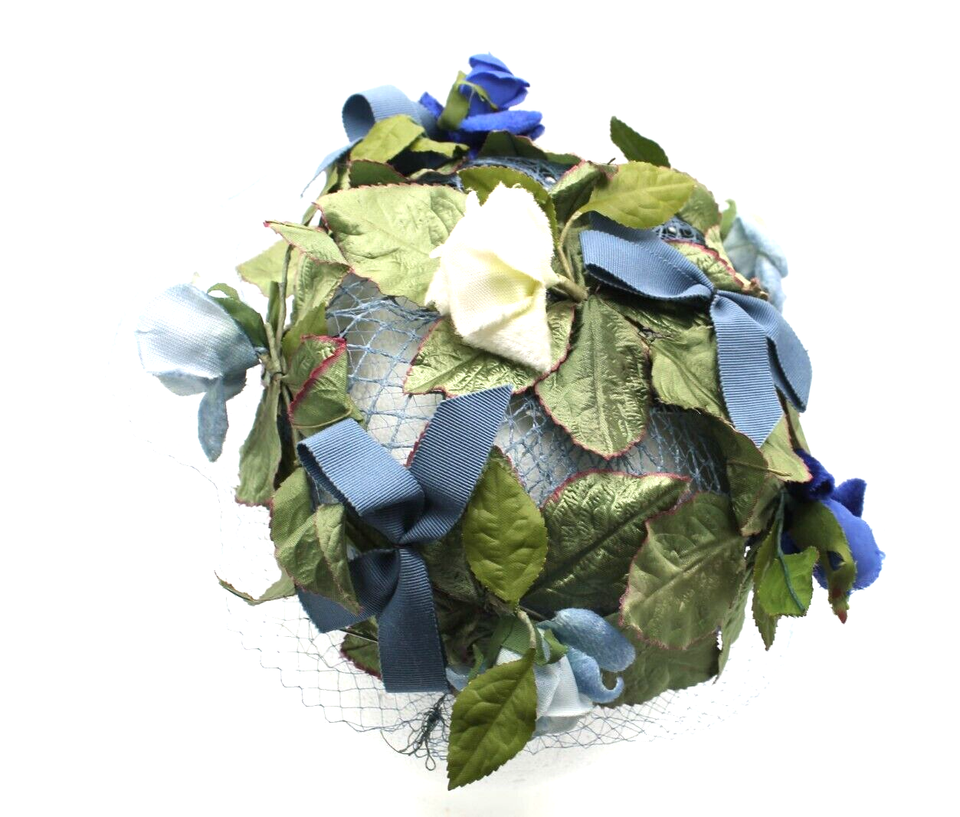 Vintage women's Miss Sally Victor pill box pillbox hat flowers floral ...