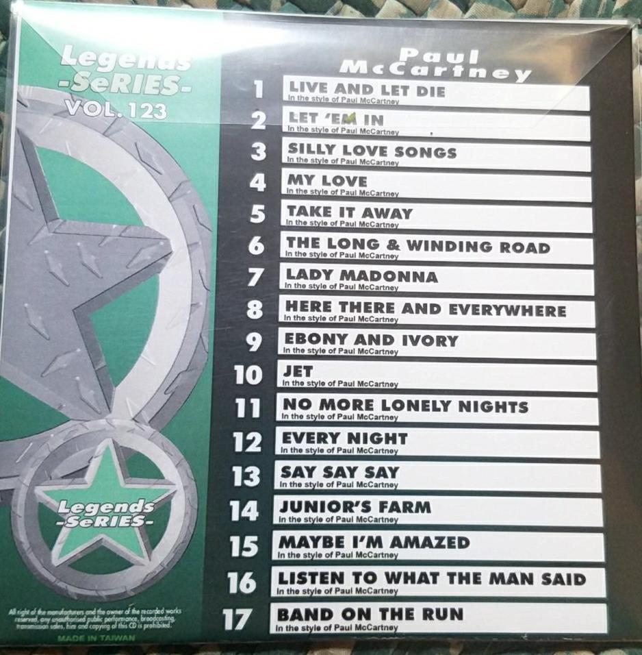 LEGENDS KARAOKE CDG PAUL MCCARTNEY POP OLDIES #123 17 SONGS CD+G MUSIC ...