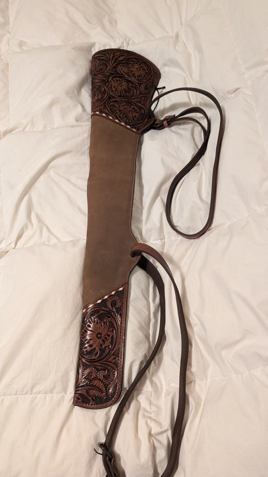 Western Leather Rifle Scabbard Sheath Genuine Leather Lever Action ...