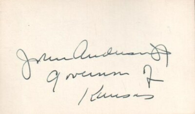 John Anderson Autographed Index Card 36th Governor of Kansas D.14 | eBay