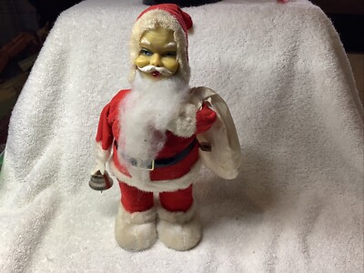 Vintage Rubber Face/Felt Santa Wind Up Bell Ringer Christmas Doll Japan ...