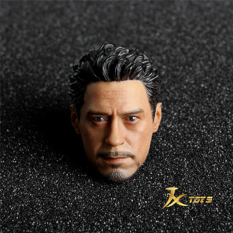 JXtoys 1/6 Man Tony Stark Head Sculpt Carving Model F 12" Male Figure ...
