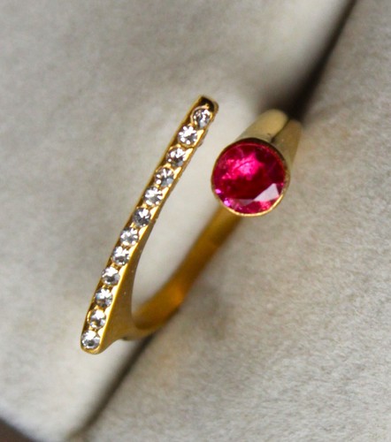 0.645ct Pink Hydrothermal Ruby - Stainless Steel Ring with Zircons | eBay