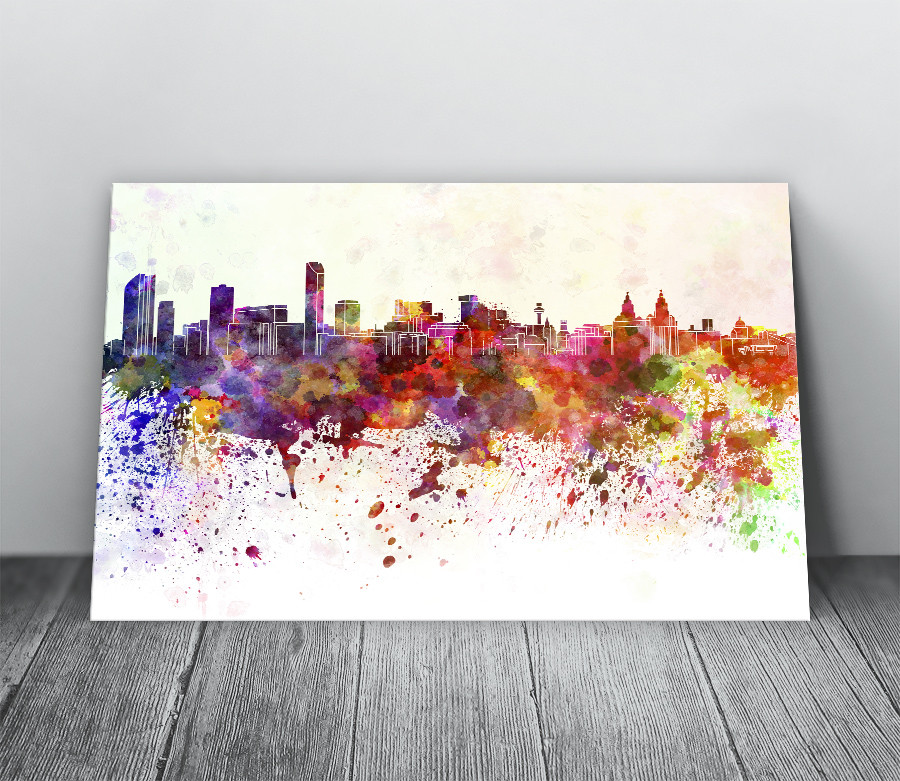 Liverpool Abstract Skyline Canvas Print Watercolour Framed Wall Art ...