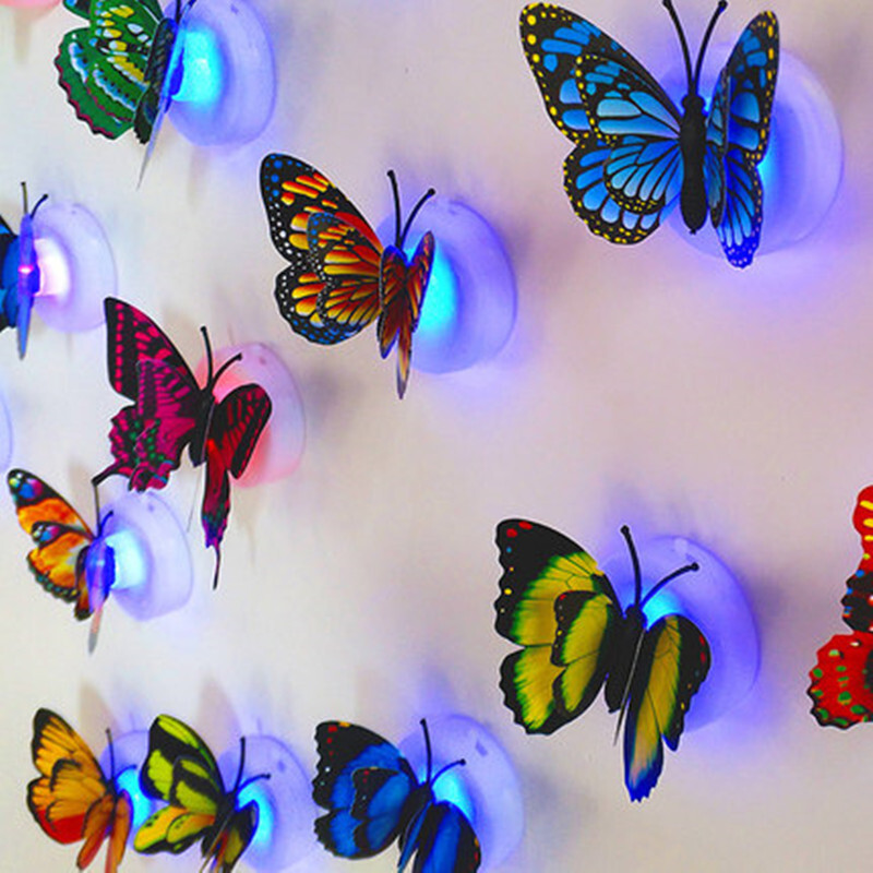 4x Butterfly LED Night Light Glowing Stickable Atmosphere Wall Lights ...