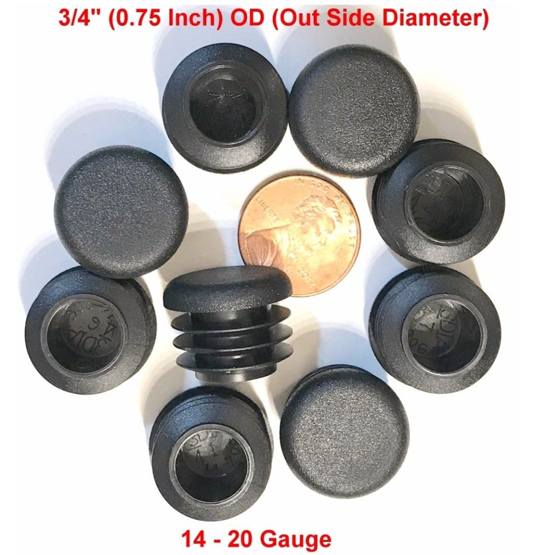 3/4" OD Round (14-20 Ga) Plastic Tubing Plugs (0.59"-0.69" ID) .75 Inch ...