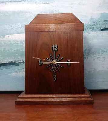 Vintage Wooden Mantle Clock Large Wood Unique Retro Clock | eBay
