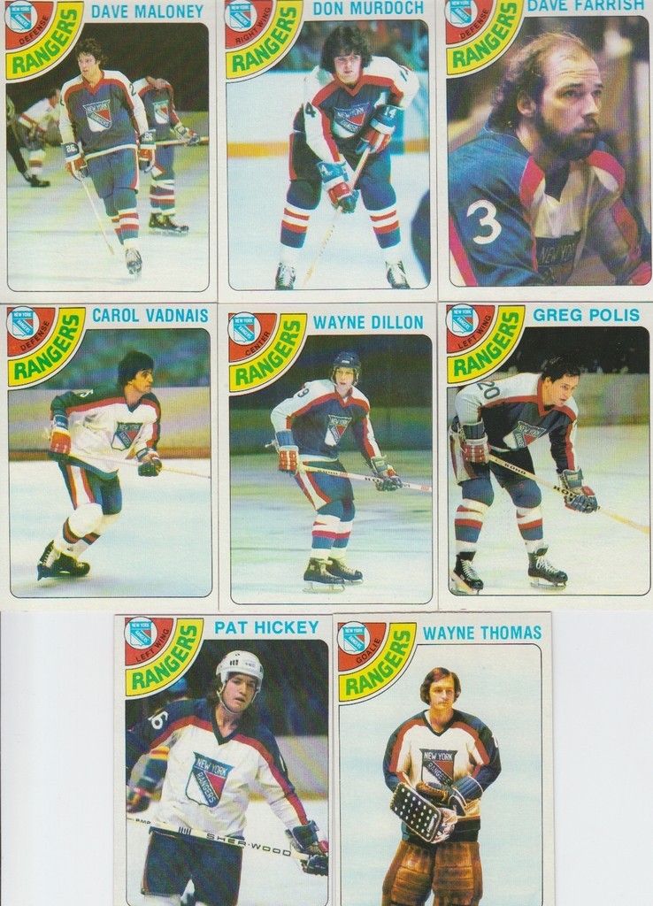 1978-79 Topps Hockey Rangers 8 Card Lot Dave Maloney VG-EX Cond. #11,41 ...