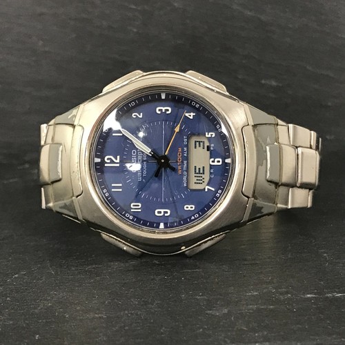 Casio Wave Ceptor 3353 Solar Wristwatch Men's Stainless Steel Case ...