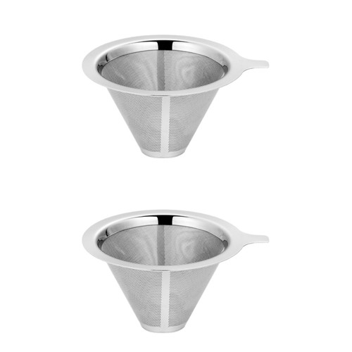 Set of 2 Stainless Steel Reusable Filter Hand Drip Coffee Cone Filters ...