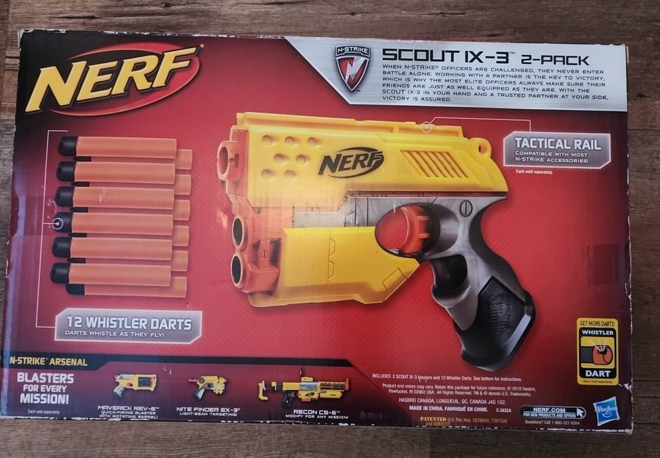 NEW! NIB Nerf Scout IX-3 Blaster 2 Pack - N-Strike - 12 Whistler Darts ...