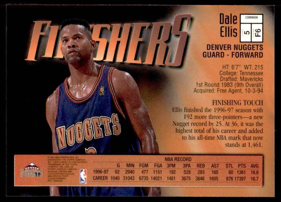 1997-98 FINEST WITH COATING DALE ELLIS DENVER NUGGETS #5 | eBay