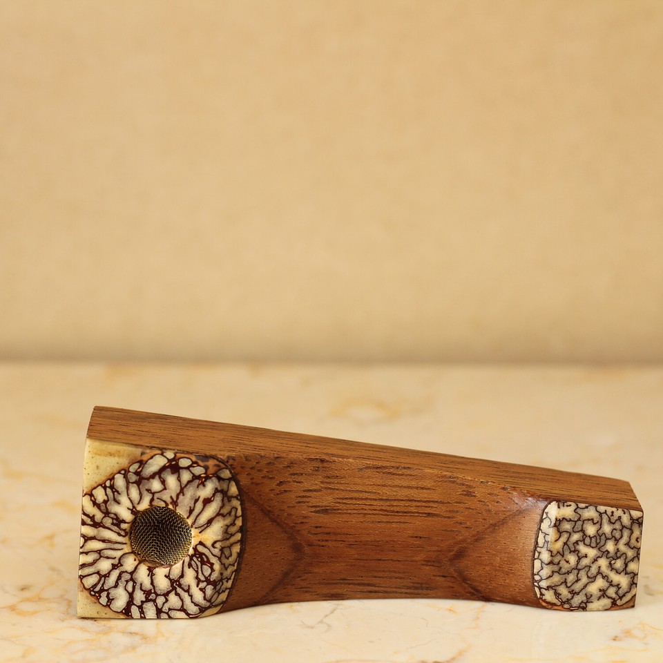 Palm top Hand Crafted Exotic Wood Pipe Smoking Pipe with Brass Screen ...