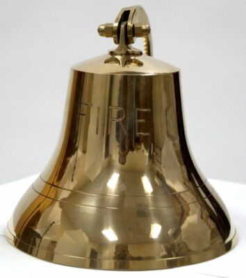Brass Fire Bell Solid Brass Fire Bell with Knotted Lanyard Fireman Bell ...