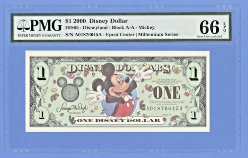Disney Dollar - Epcot Ctr. | Millennium (2000 SERIES) PMG GEM 66 EPQ | eBay