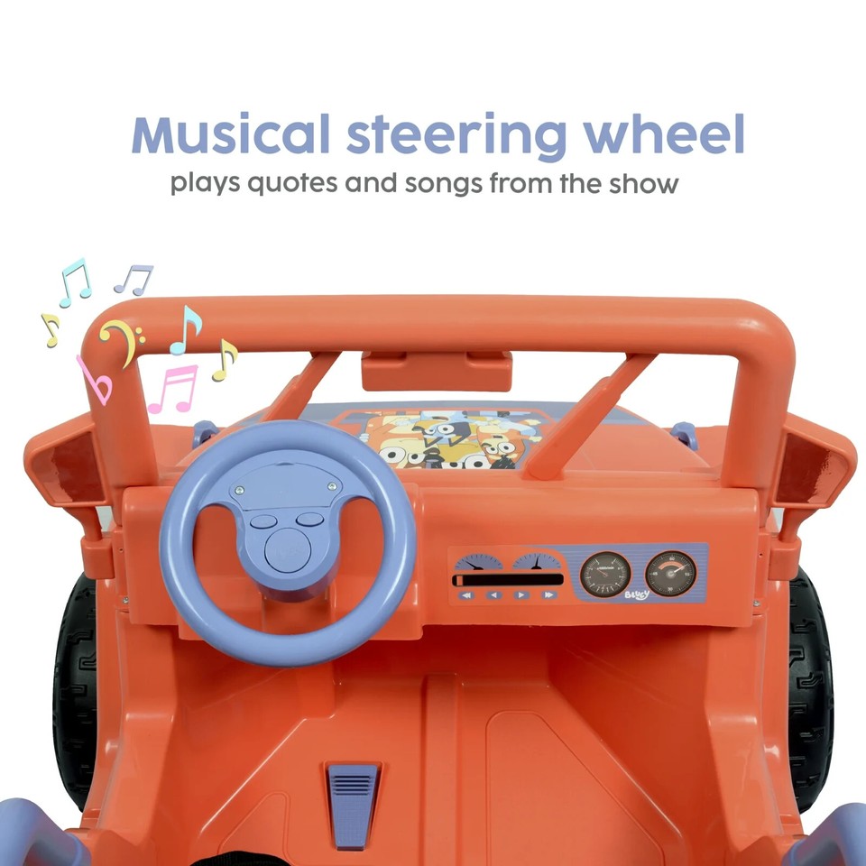 Bluey 4-Wheeler Battery-Powered 12V Ride-On Car w/ Songs from the Show ...